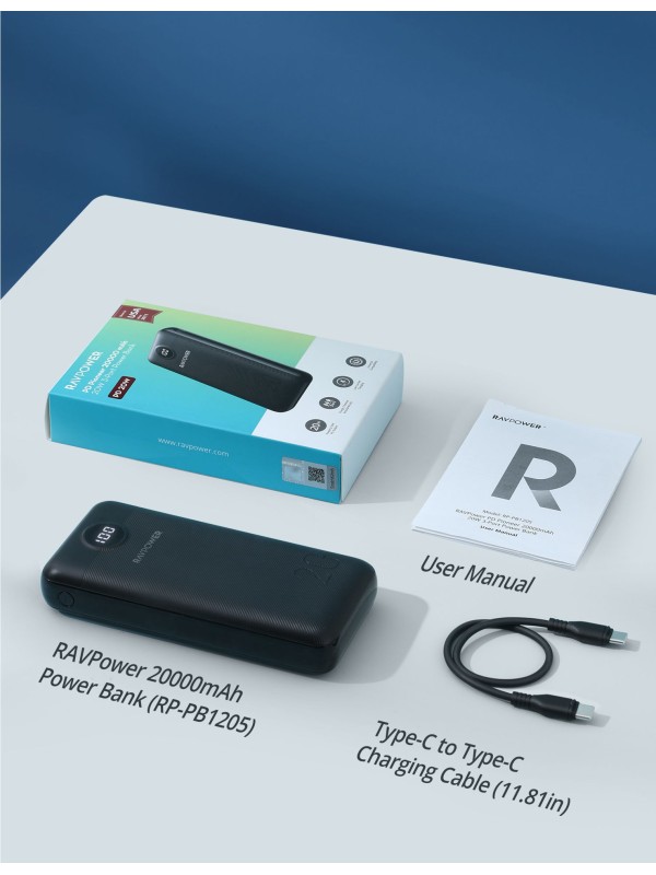 Ravpower PD 20W PD Pioneer 20000mAh 20W 3-Port Power Bank | PD 20W - PD 20W